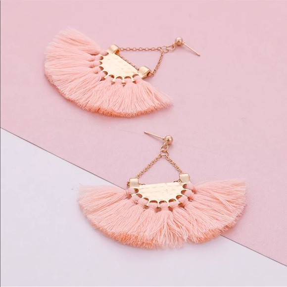 Jewelry | Light Pink Gold Tassel Dangle Earrings | Poshmark